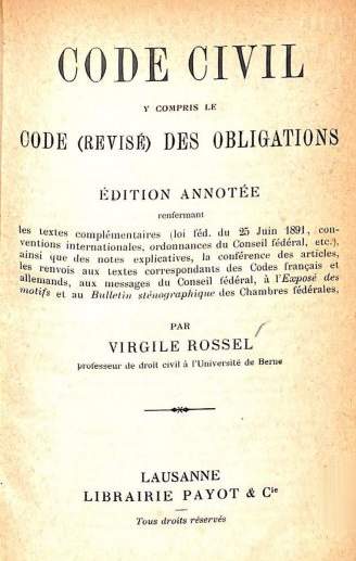 Code civil y compris le code (revisé) des obligations - AASP